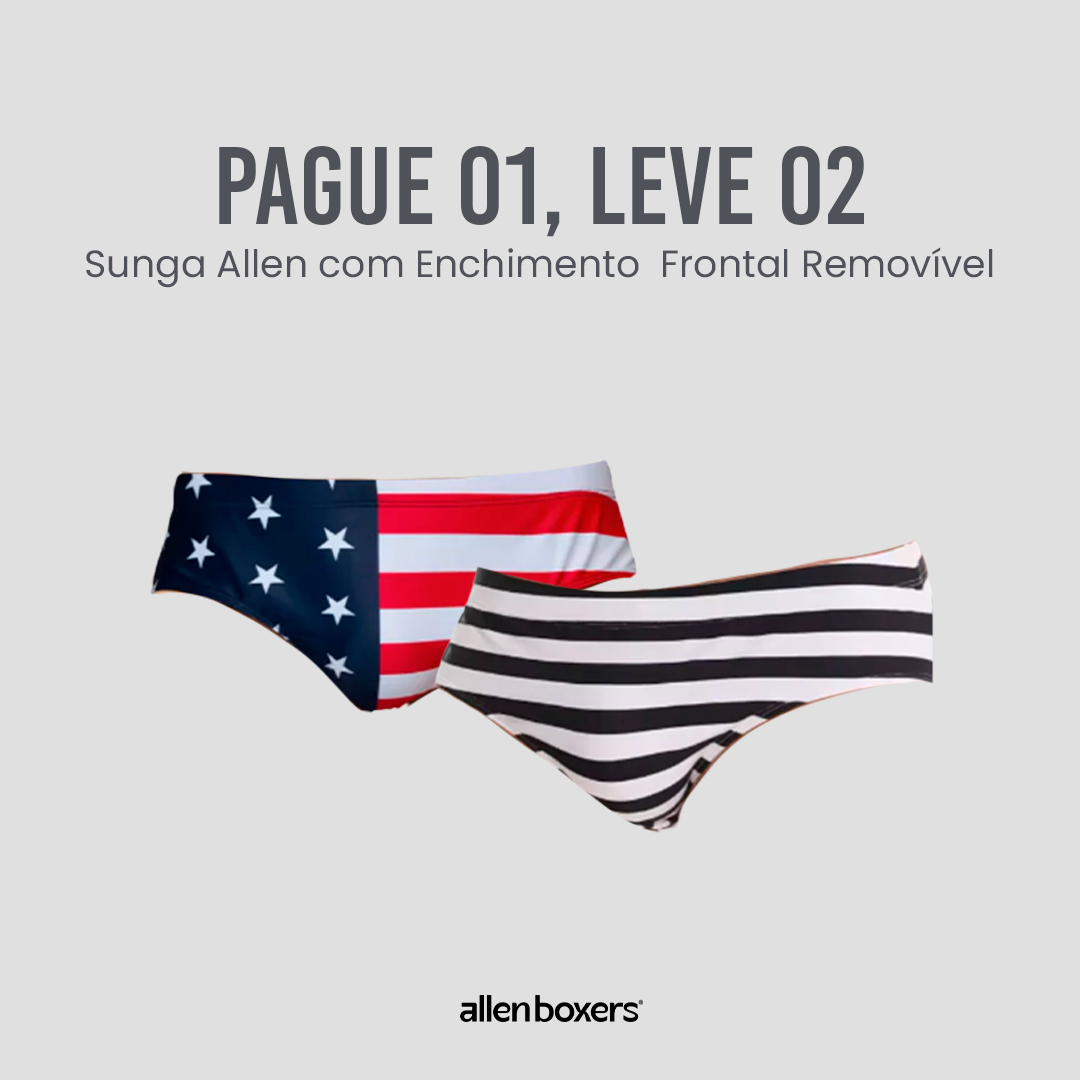 Sunga Allen com Enchimento Frontal Removível - Pague 1 Leve 2